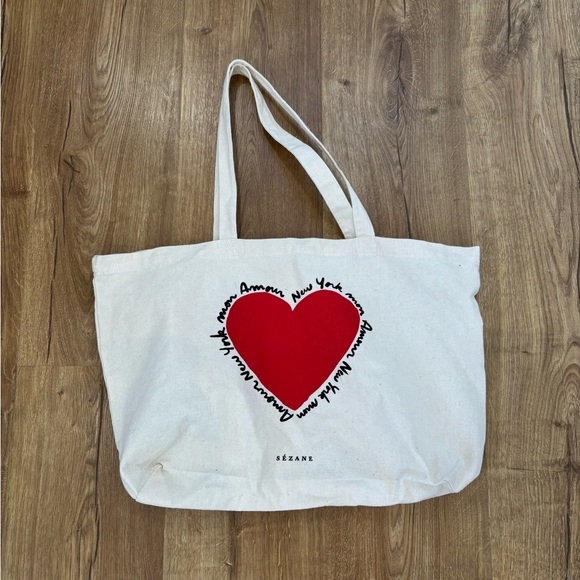 Sezane | Bags | Sezane Limited Edition Heart Canvas Tote Bag | Poshmark